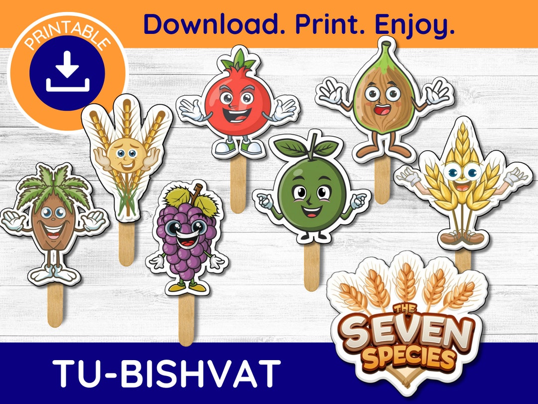 Printable Tu Bishvat the Seven Species Hebrew Kids - Etsy