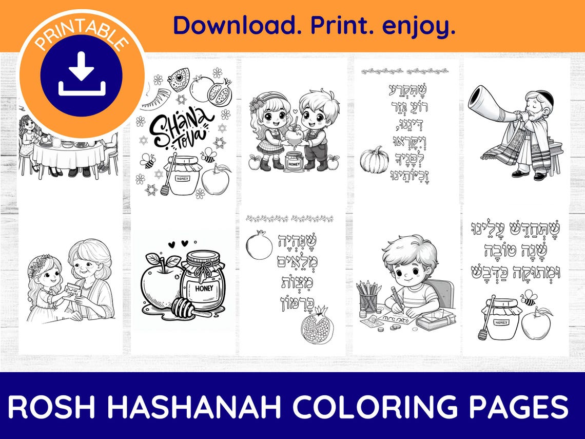 22 Printable Rosh Hashanah Coloring Pages for Kids, Rosh Hashanah ...