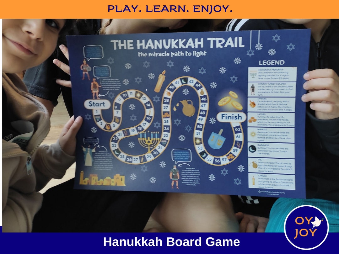 Printable Hanukkah Board Game, Hanukkah Games, Chanukah Games, Hanukkah ...