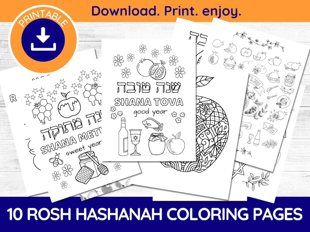 10 Printable Rosh Hashanah Coloring Pages for Kids Rosh Hashanah ...
