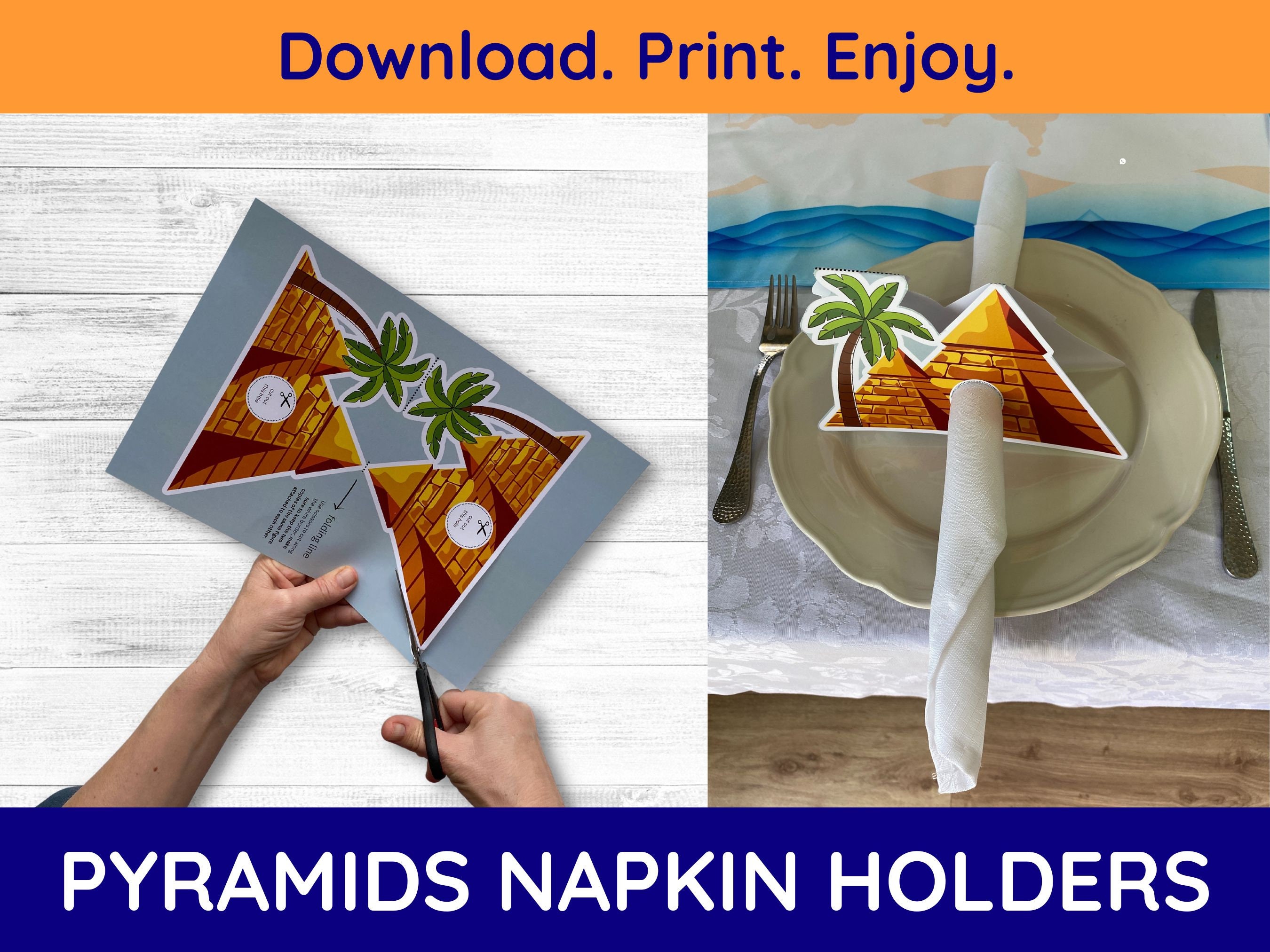 Printable Pyramids Napkin Holder and Place Holders Passover Decorations ...