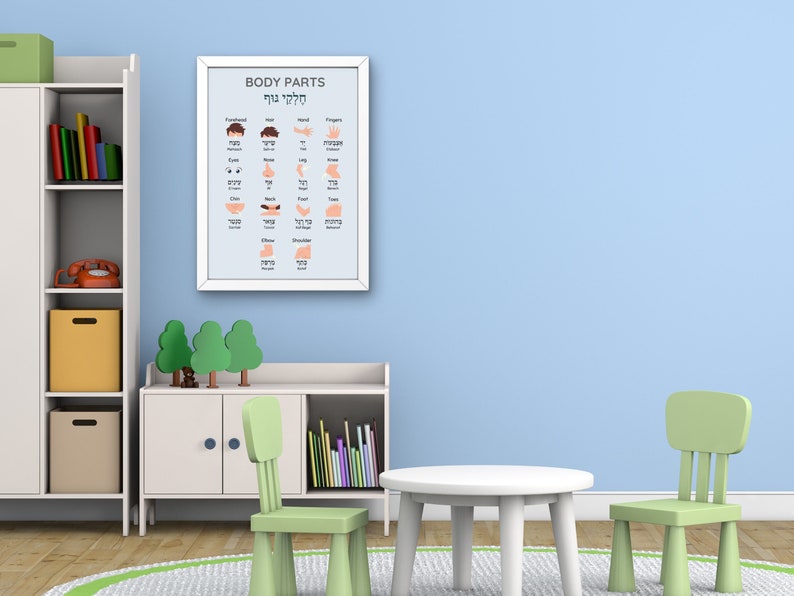 Printable Hebrew Body Parts for Kids Jewish Kids Poster Jewish Kids ...