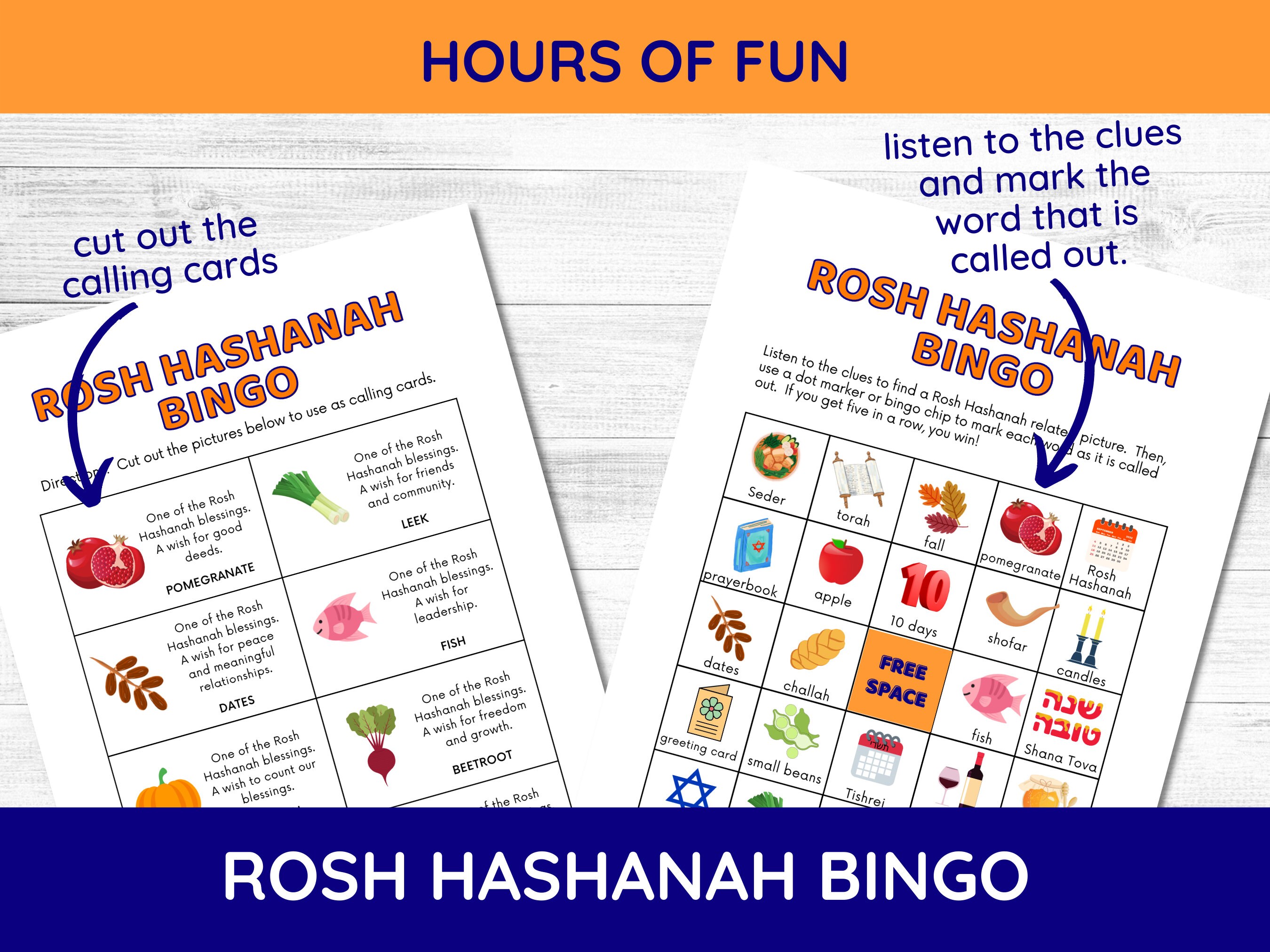 Printable Rosh Hashanah Bingo Game 20 Players Printable Rosh - Etsy