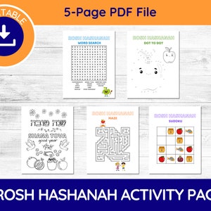 5 Printable Rosh Hashanah Activity Pages for Kids, Rosh Hashanah ...