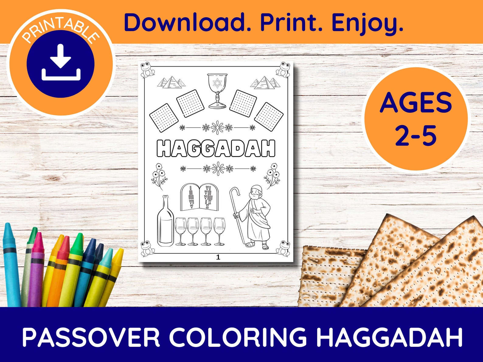 Printable Coloring Haggadah for Kids Ages 2-5, Passover for Children ...