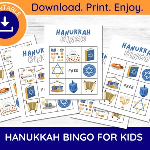 Printable Hanukkah Bingo for Kids, 10 Players, Hanukkah Games, Hanukkah ...