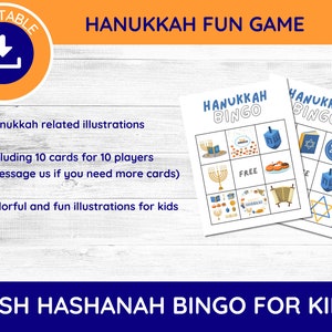 Printable Hanukkah Bingo for Kids, 10 Players, Hanukkah Games, Hanukkah ...