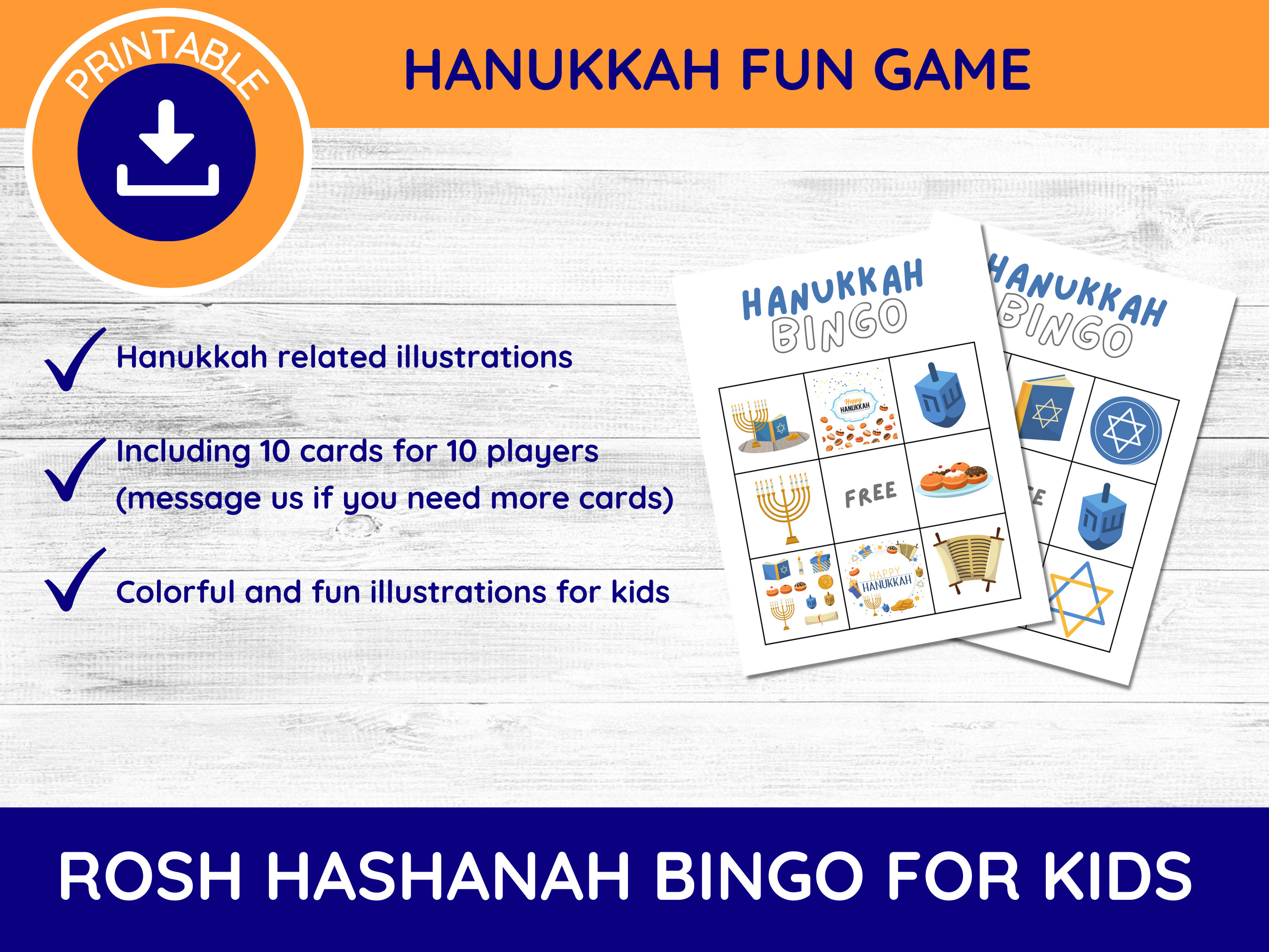 Printable Hanukkah Bingo for Kids 10 Players Hanukkah Games - Etsy