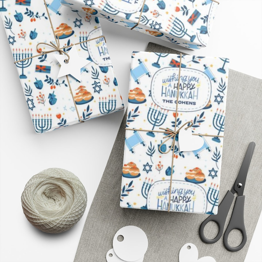 Personalized Hanukkah Gift Wrap Paper, Hanukkah Wrapping Paper ...