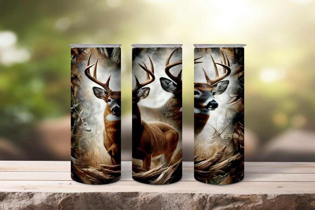 Deer Tumbler: Lifelike Buck Design, Stainless Steel 20oz - Etsy