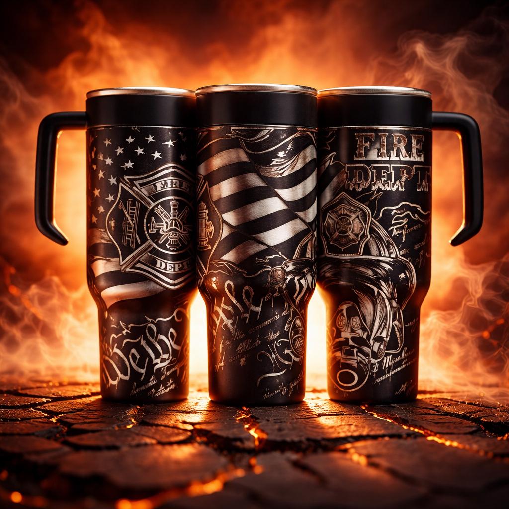 40oz Laser Engraved Fire Department Personalized Custom Fireman Tumbler ...