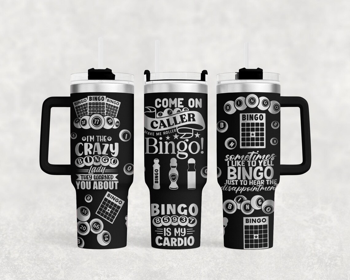 40oz Laser Engraved Bingo Tumbler Etched Personalize Custom - Etsy