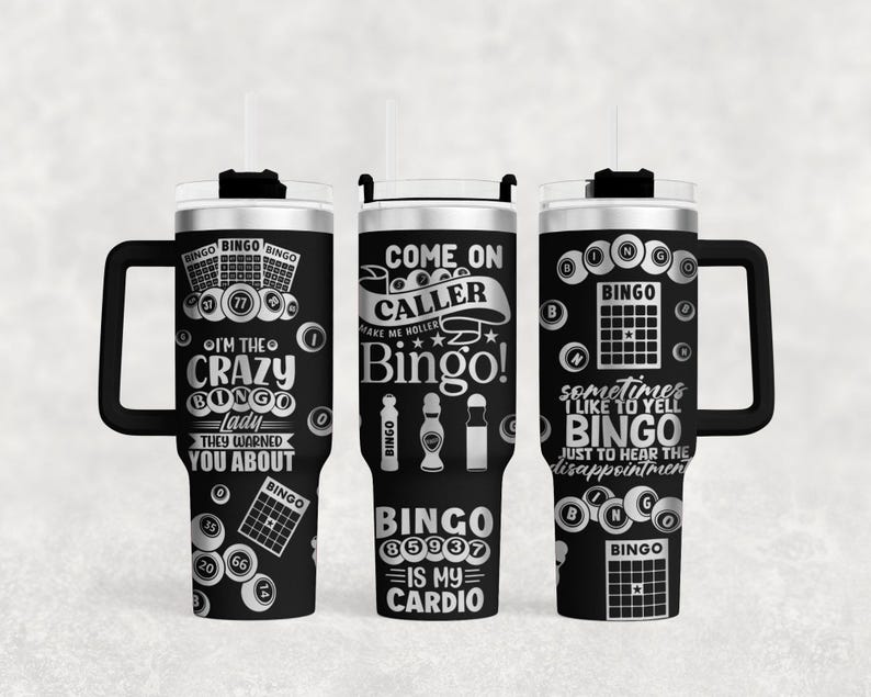 40oz Laser Engraved Bingo Tumbler Etched Personalize Custom - Etsy