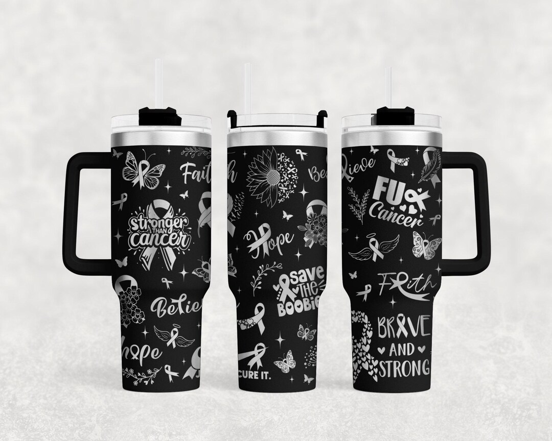 40oz Laser Engraved Breast Cancer Tumbler Personalized Custom Awareness ...