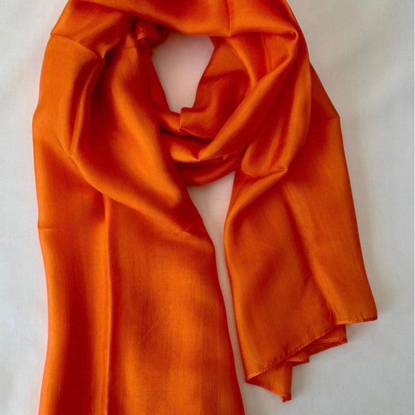 Orange Silk Scarf - Etsy