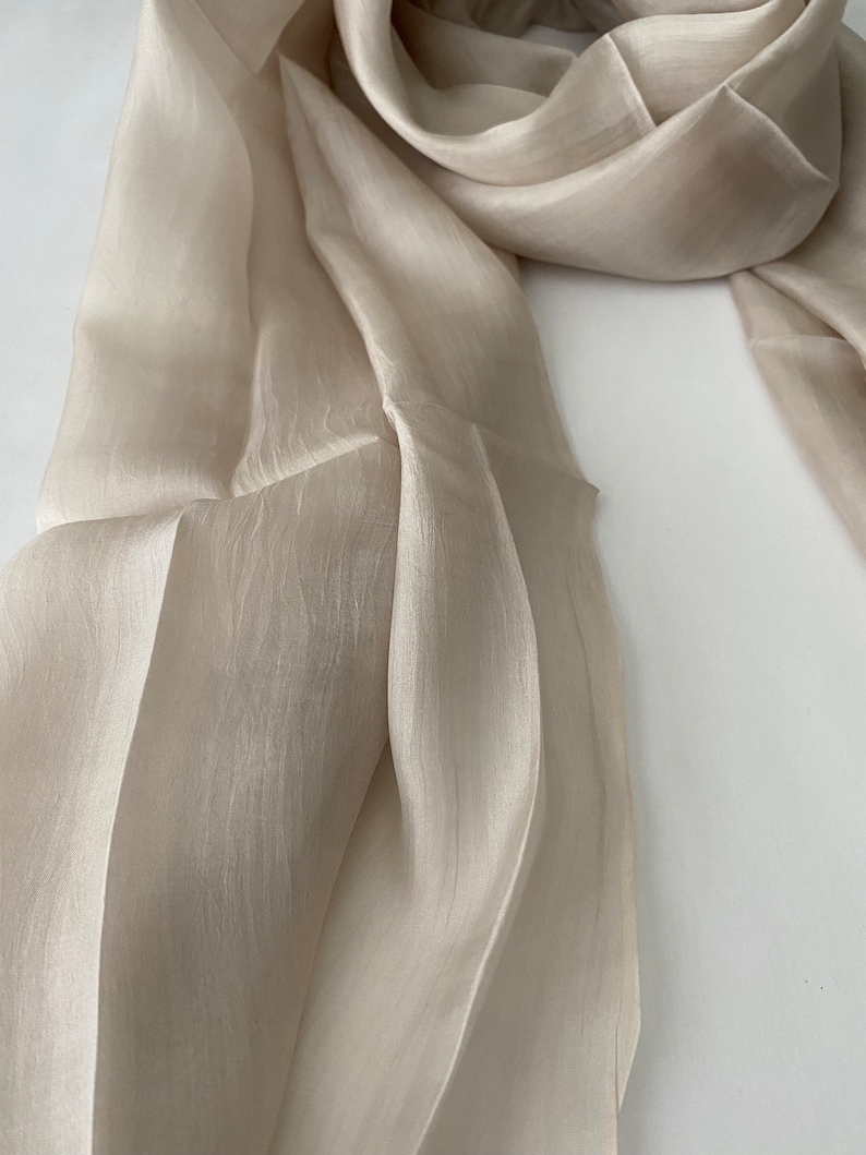 Hand Dyed Mulberry Silk Scarf, Pure Vietnamese Silk, Beige - Etsy