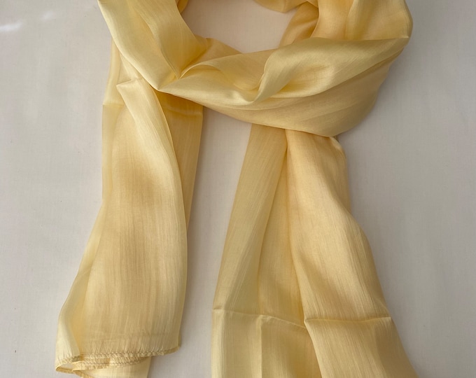 Pale Yellow Large Mulberry Silk Square Scarf, 29 Inch Vintage Soft All ...