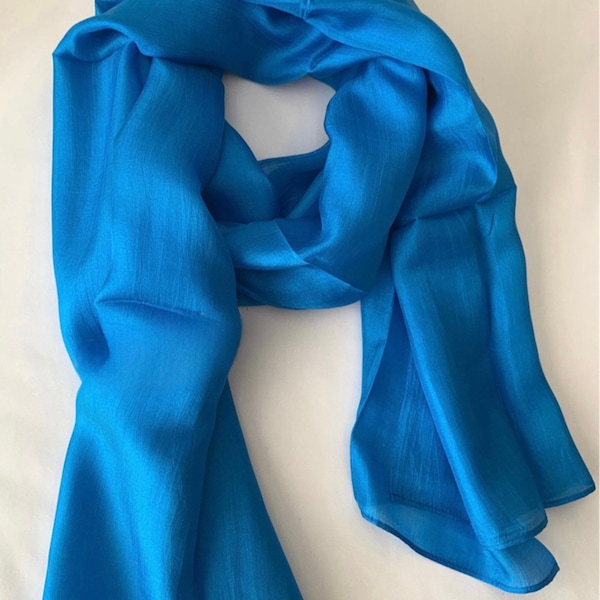Blue Silk Scarf - Etsy