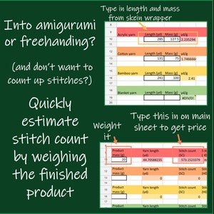 Crochet Pricing Calculator Spreadsheet - Labor, Materials & Fees ...