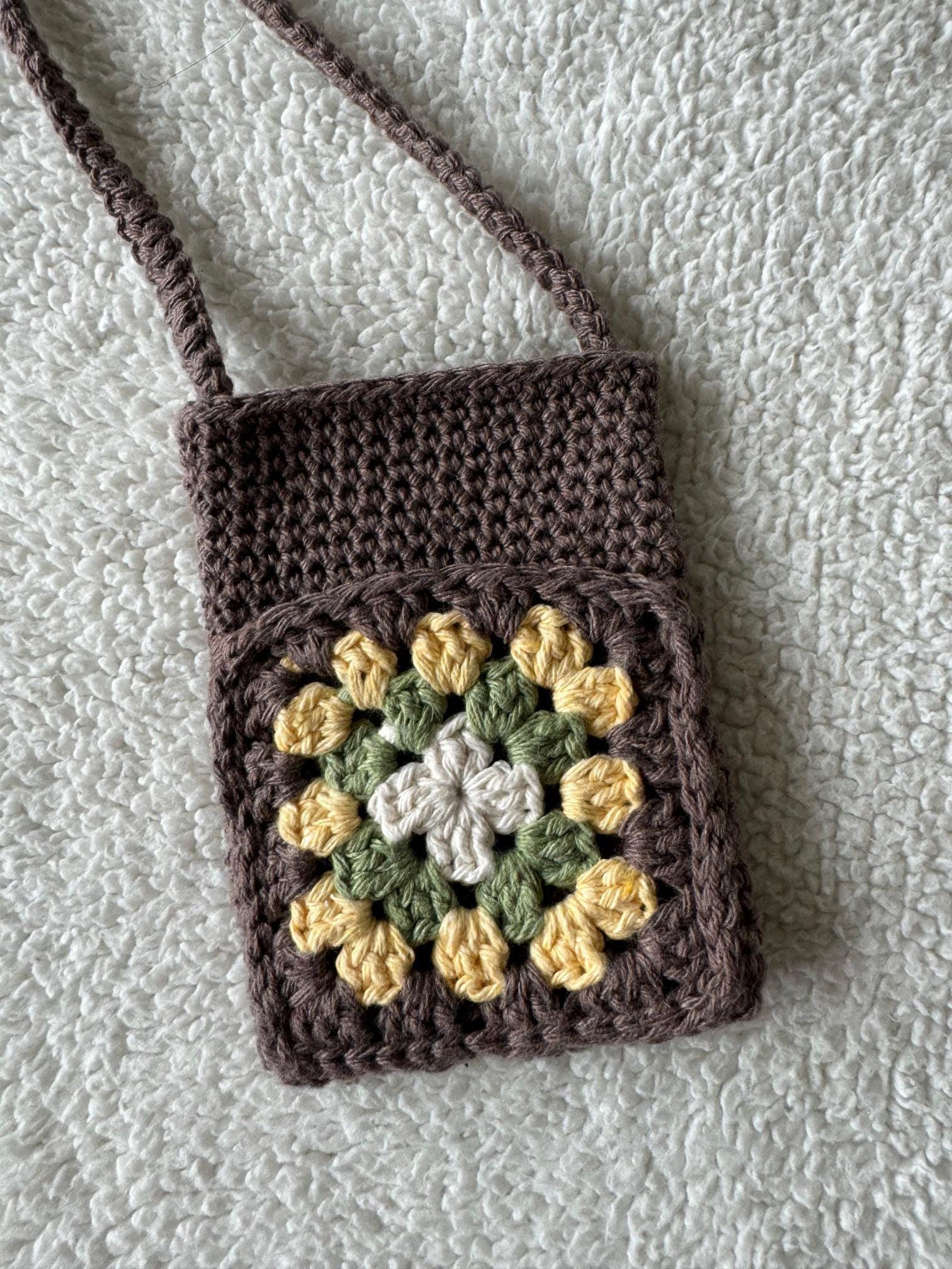 Crochet Pattern - Phone Carrier With Granny Square Pocket and Crossbody ...