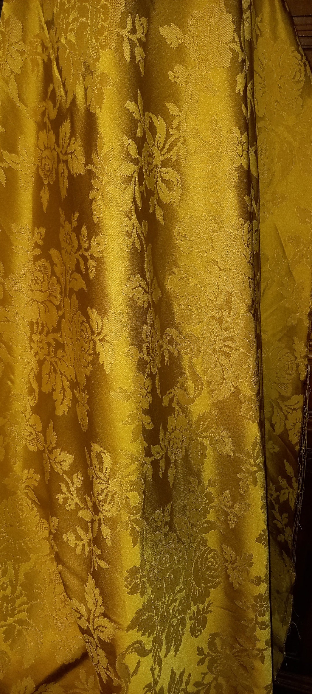 Golden Yellow Damask Fabric, Style for Interior Decoration, Upholsterer ...