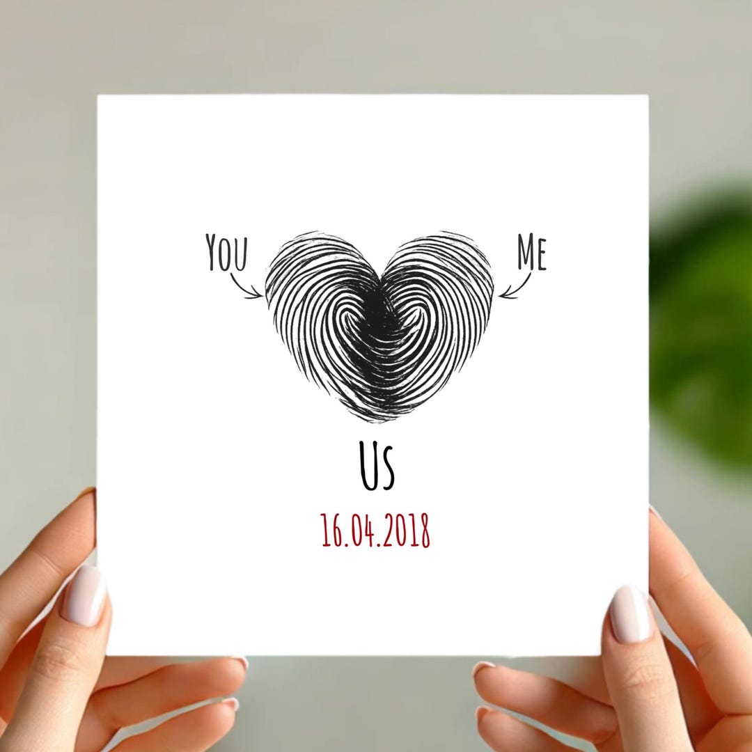 Personalised Fingerprint Heart Card, You Me Us Card, Valentine’s Card ...