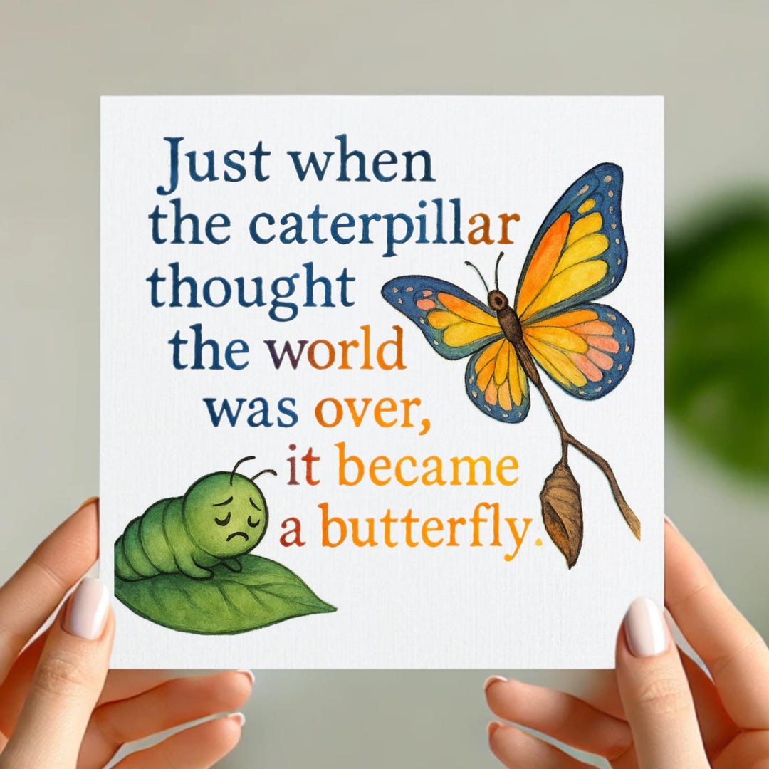Butterfly Transformation Card – Hand-painted Encouragement Card for ...