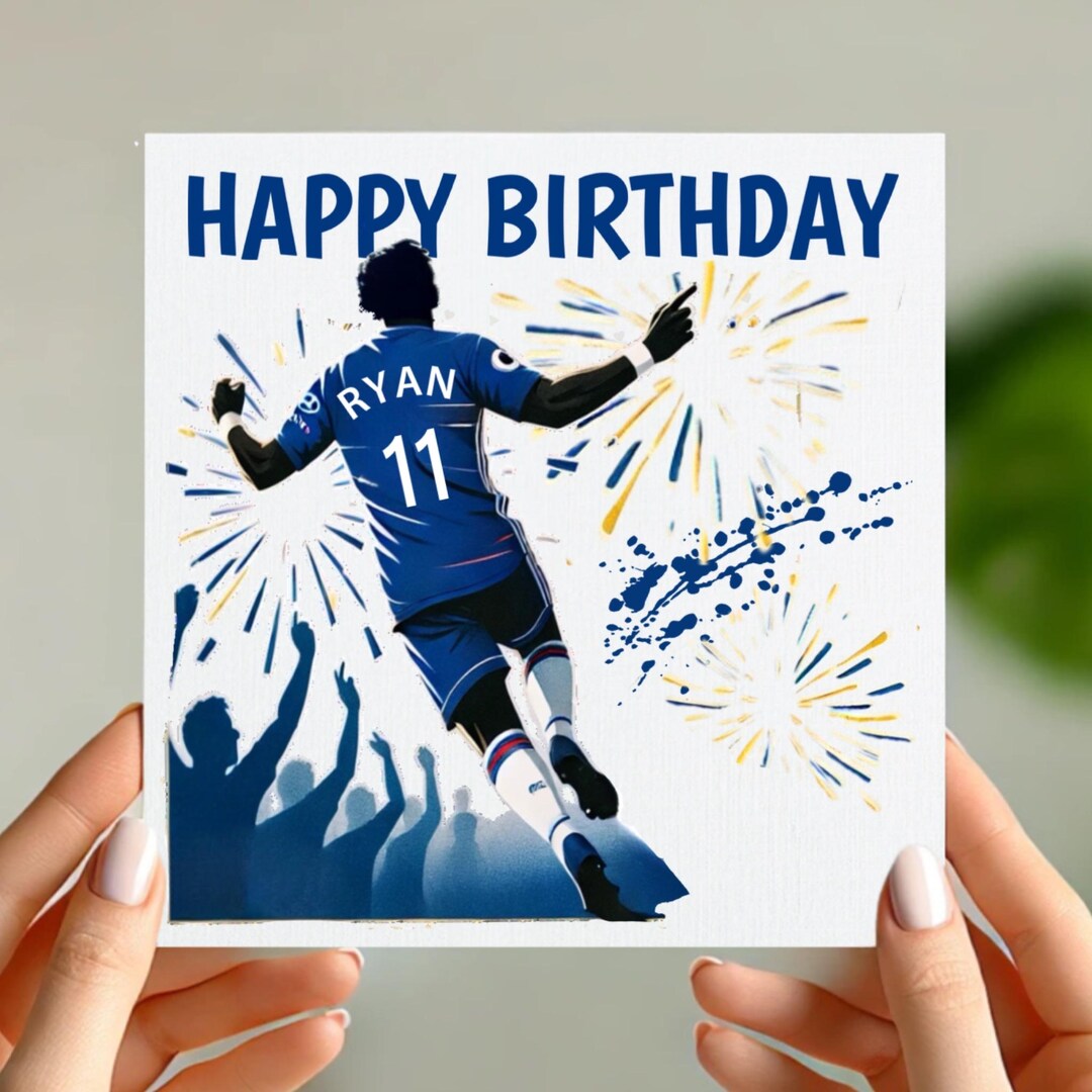 Personalised Chelsea FC Birthday Card Custom Football Fan Gift Add Name ...