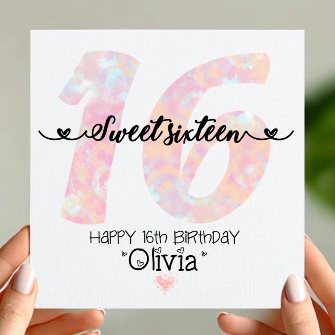 Personalised Sweet Sixteen Birthday Card | Custom 16th Birthday Card ...