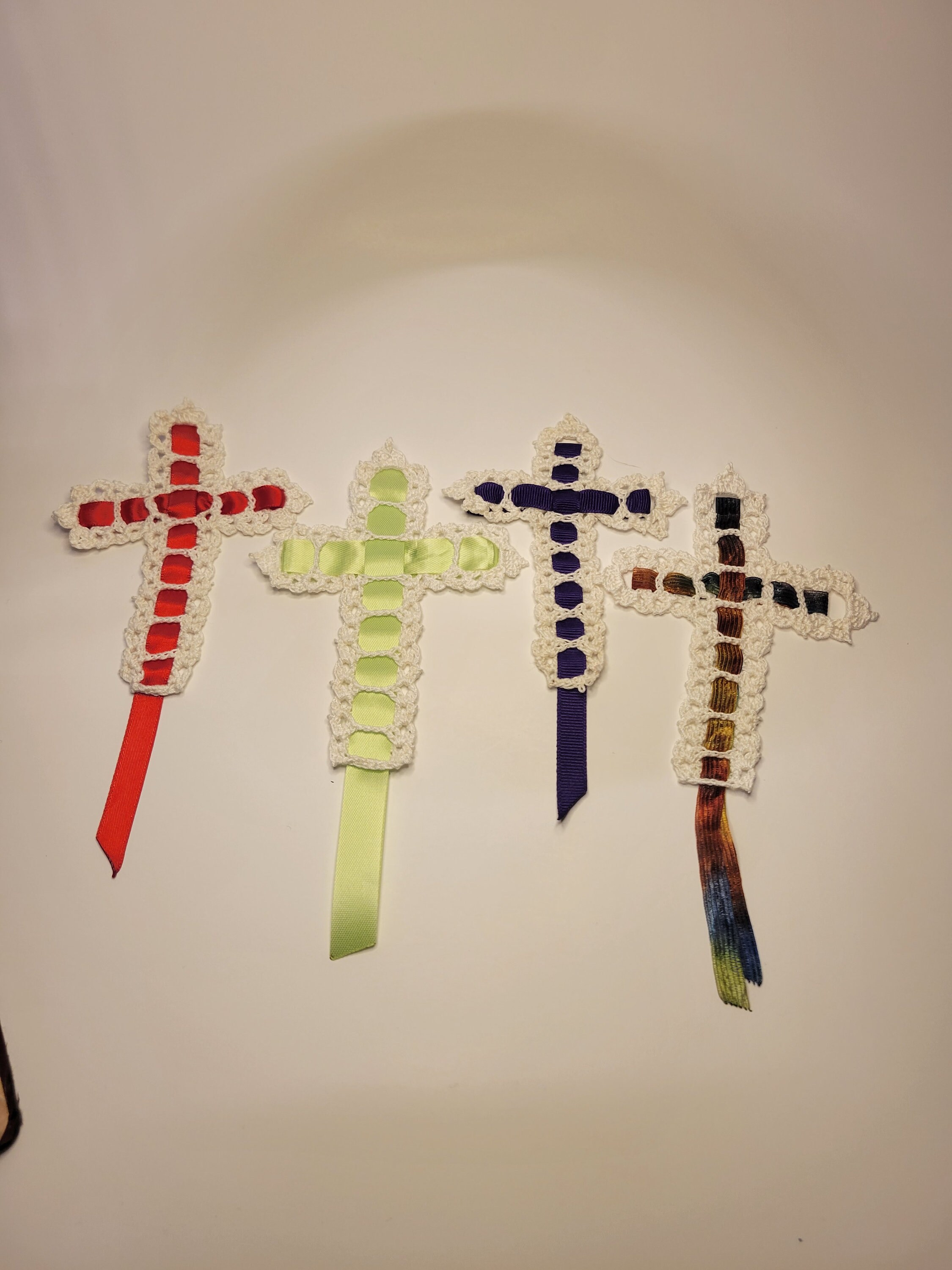 Crochet Cross Bookmark With Ribbon - Etsy