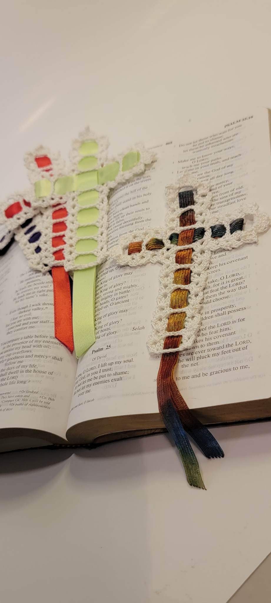 Crochet Cross Bookmark With Ribbon - Etsy