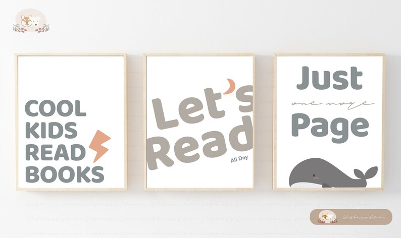 Reading Corner Poster Set Lets Read Poster Cool Kids Read Books Room ...