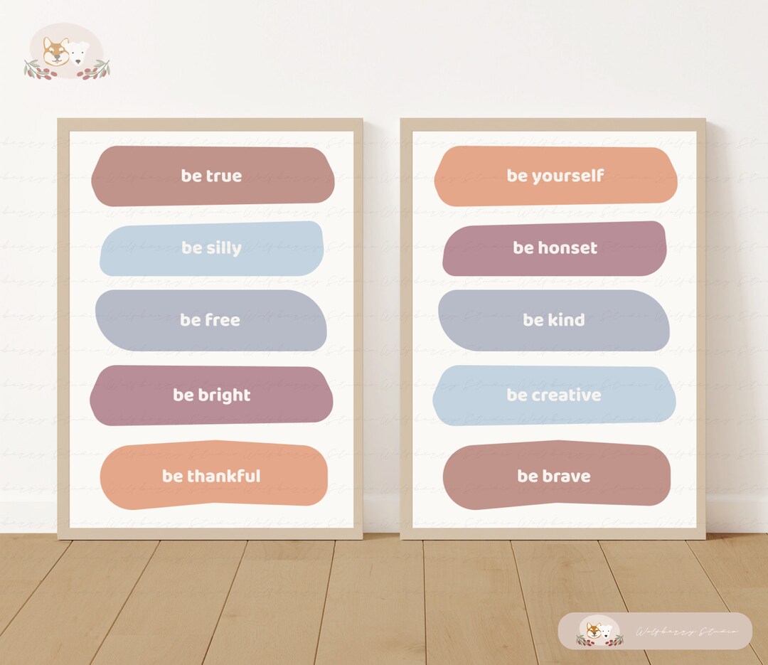 Be Kind Be Brave Be Silly Affirmations Posters for Kids Printable ...