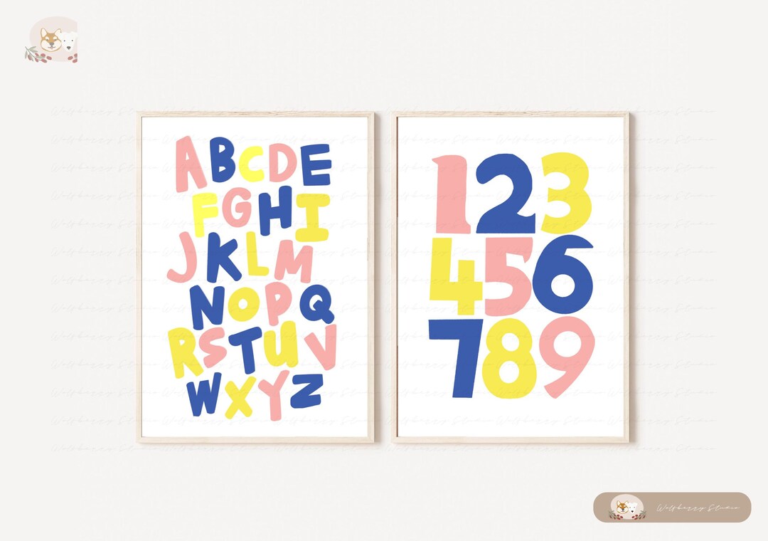 Alphabet Poster Set of Two Prints for Educational Children's Poster for ...