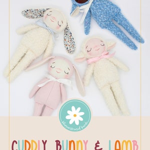PDF Sewing Pattern BUNDLE - Cuddly Plush Bunny & Lamb Doll, Instant ...