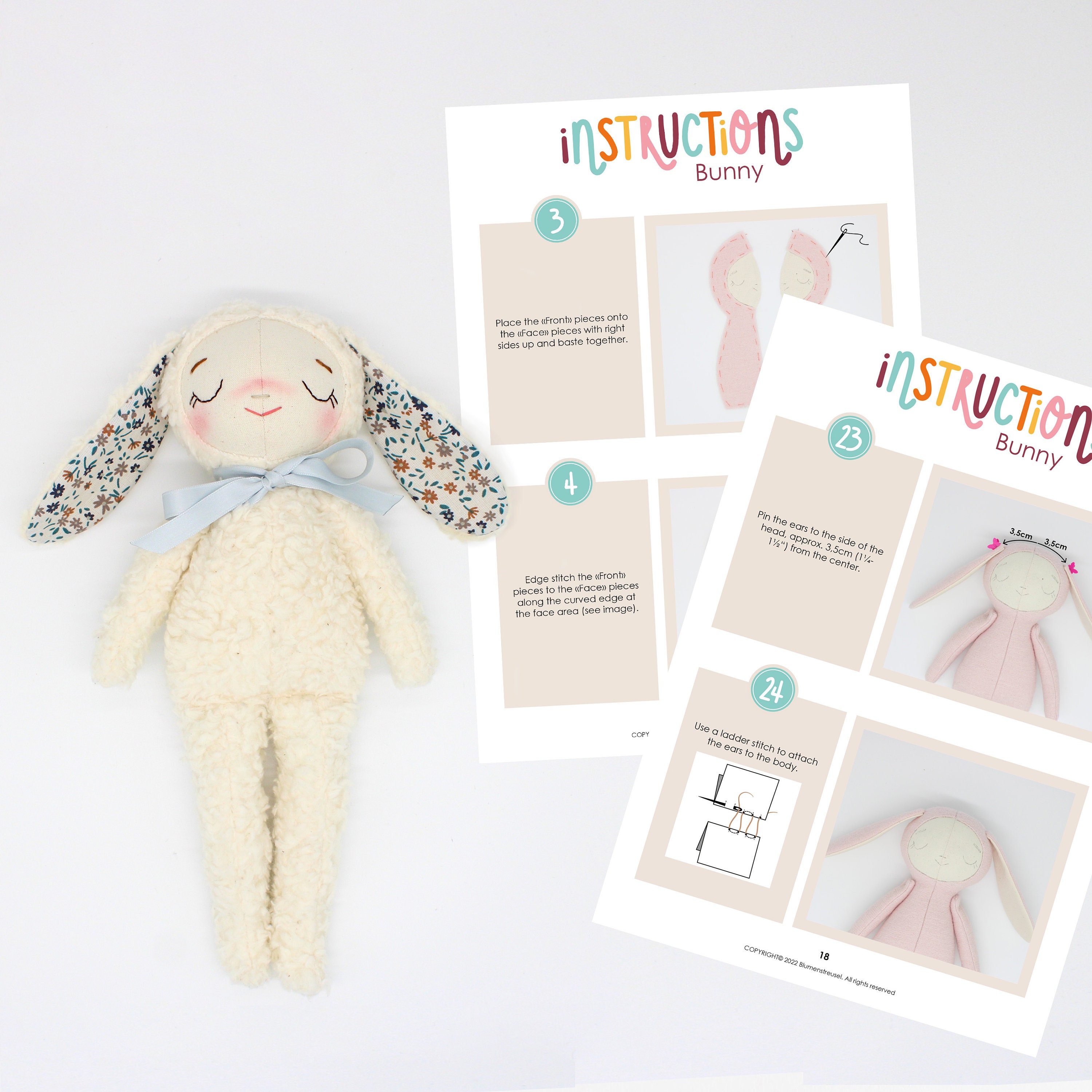 PDF Sewing Pattern Cuddly Plush Bunny Doll Instant Download - Etsy