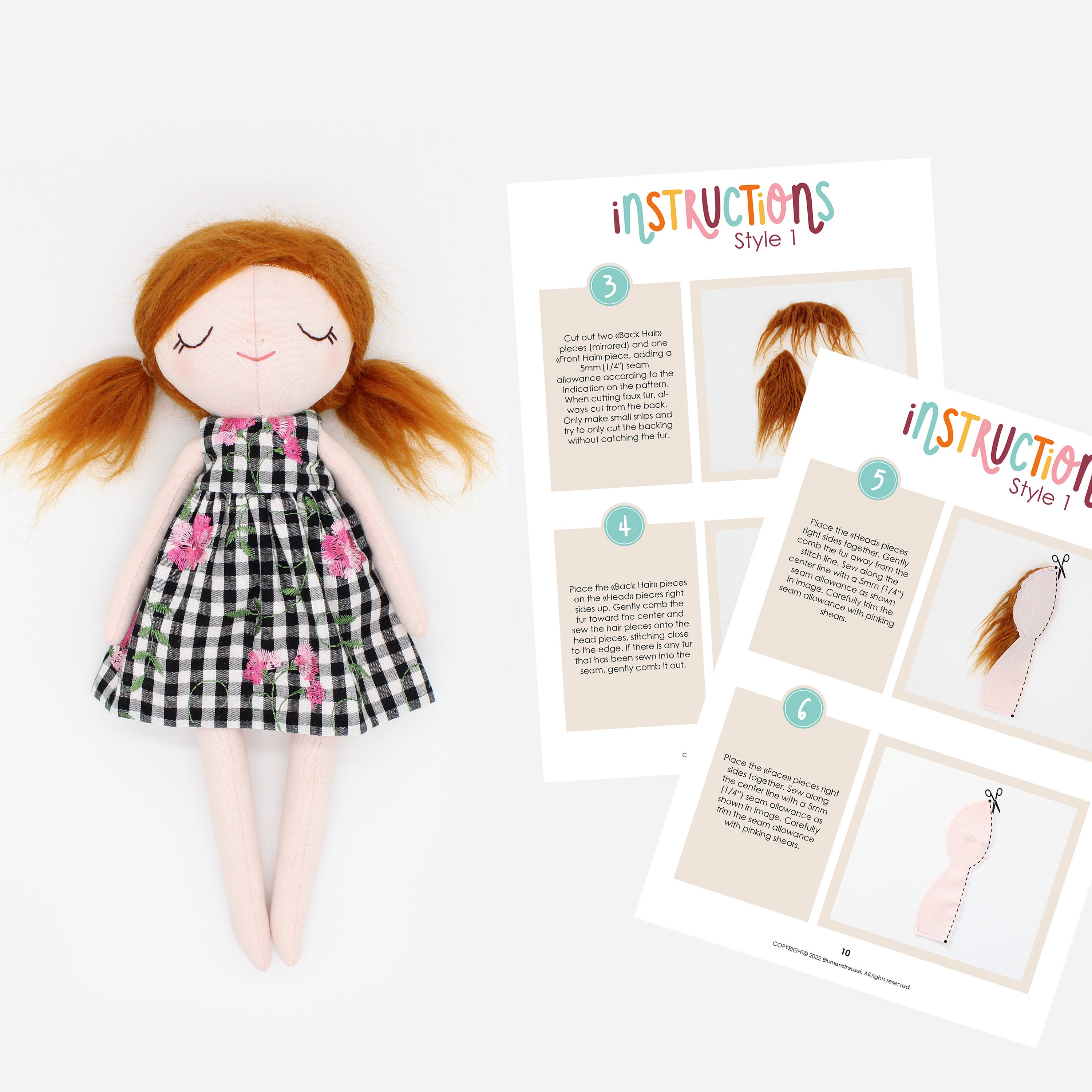 PDF Sewing Pattern - Doll With Dress, Instant Download - Etsy