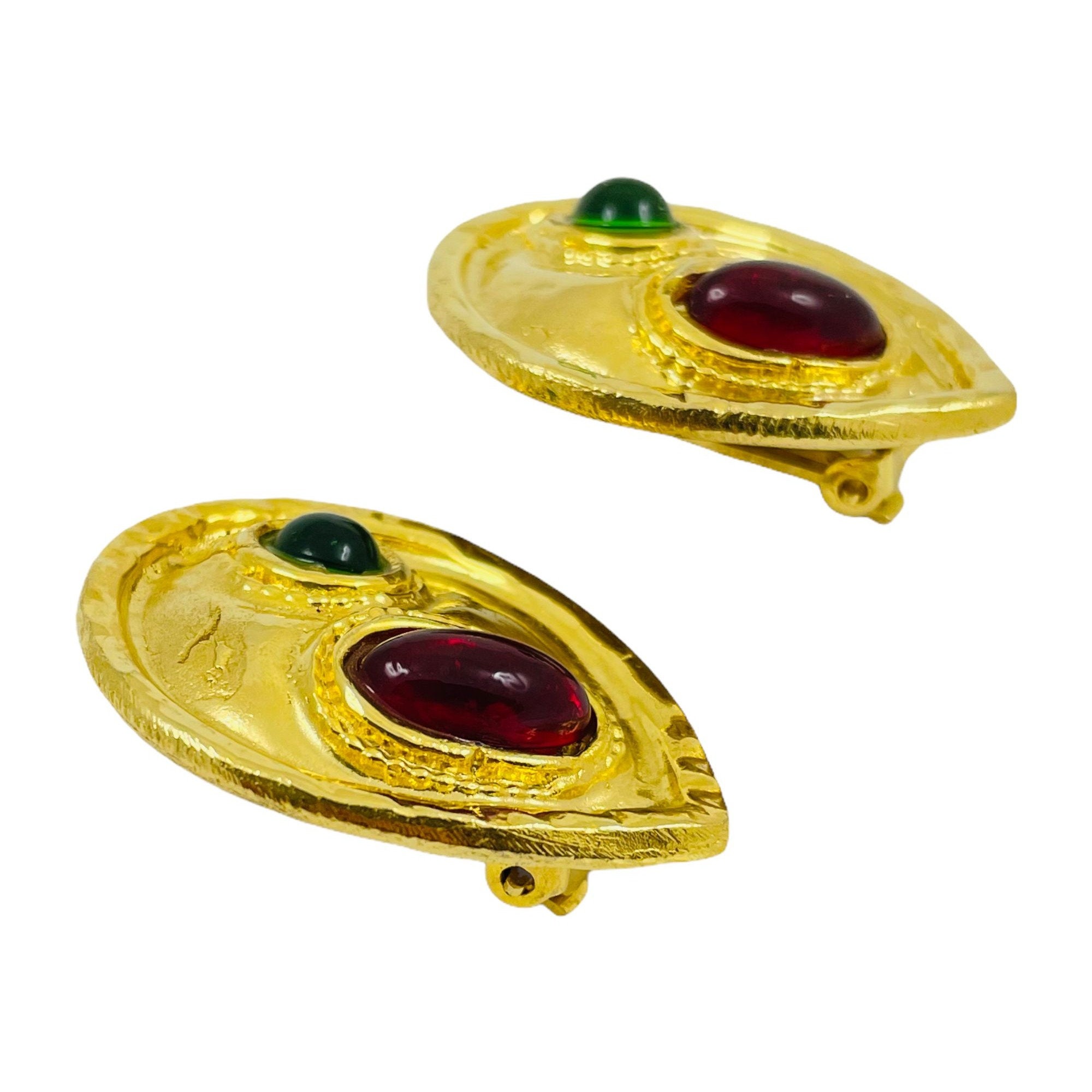 Vintage Huge Gold Ruby Red Emerald Green Glass Designer Runway - Etsy