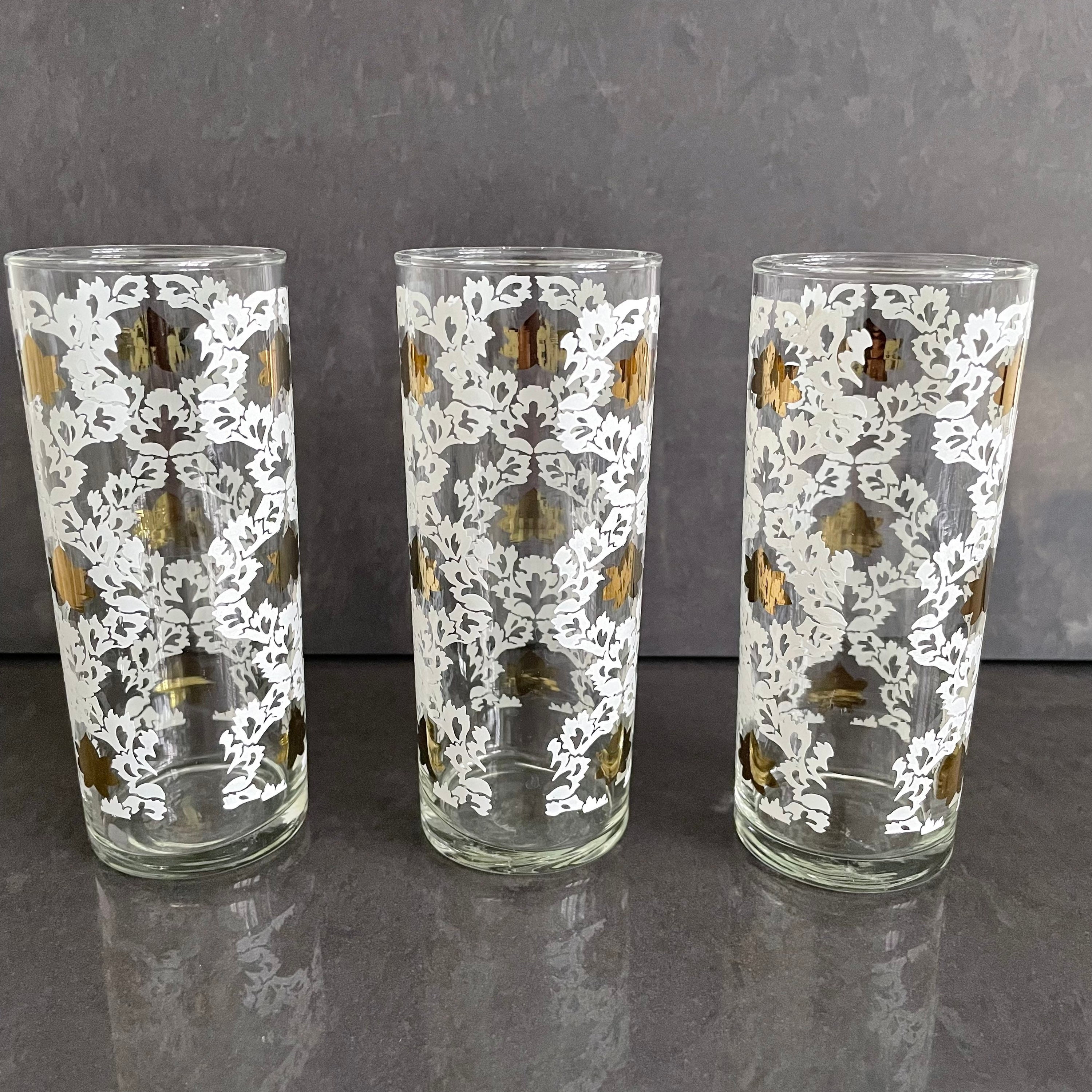 Set of Six Vintage White and Gold Drinking Glasses Gilt Detail - Etsy