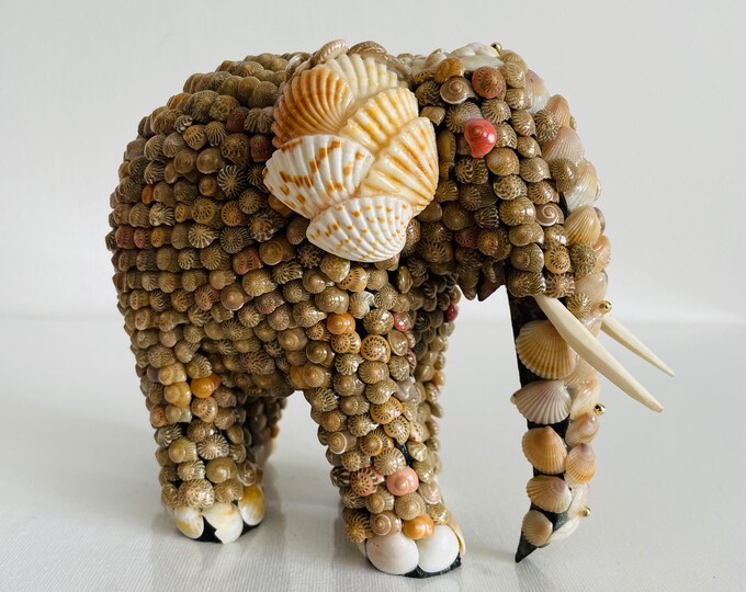 Vintage Seashell Elephant Figurine Handcrafted Sea Shell Collectible ...