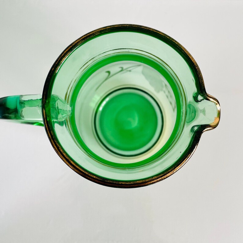Vintage Green Glass Jug Etched Glass Cocktails Juice - Etsy