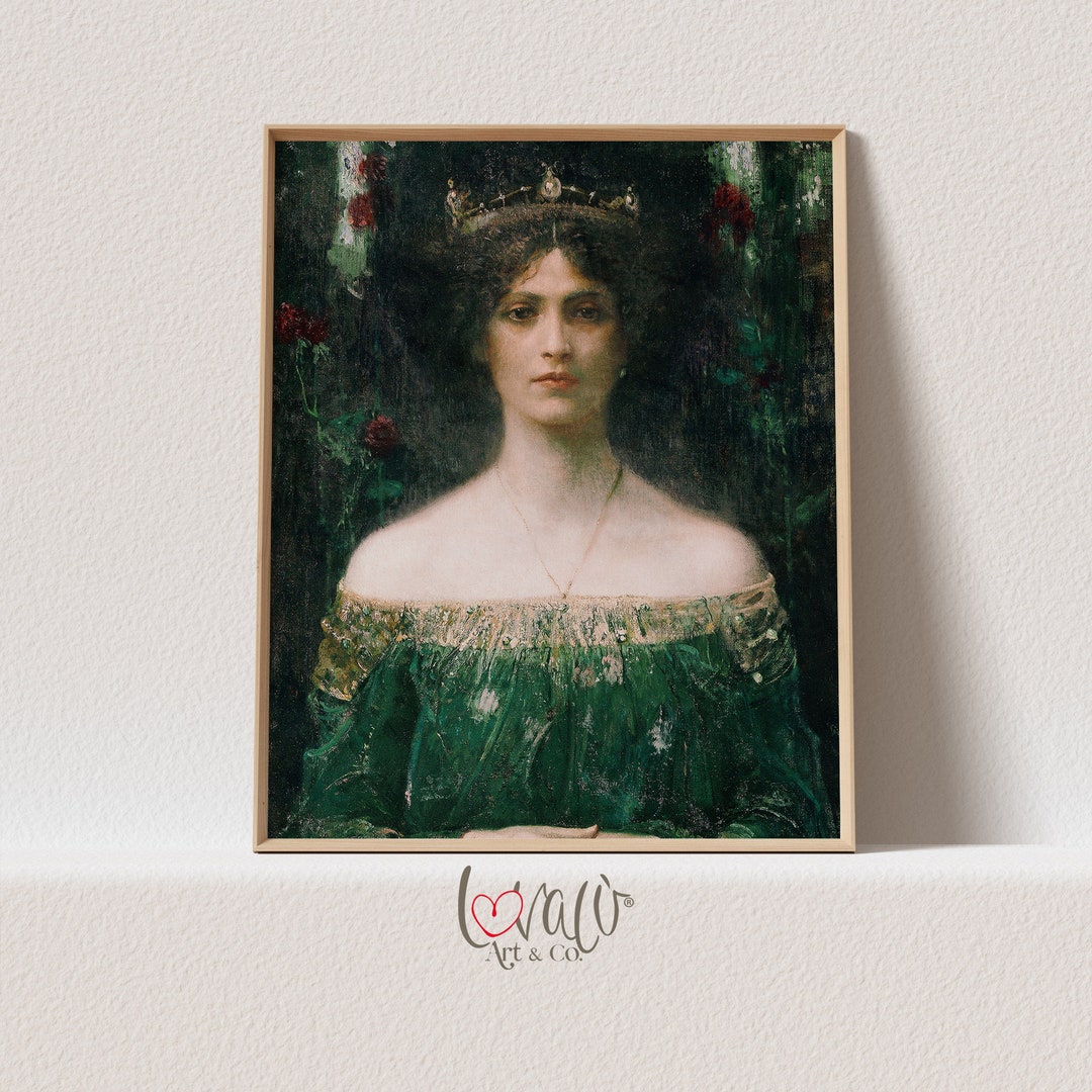 Dark Academia Gallery Wall Print, Vintage Queen Art Prints, Green Moody ...