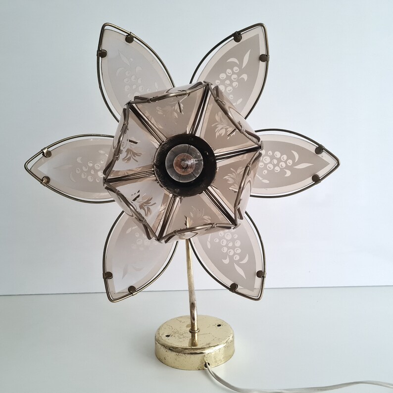 Vintage Hollywood Regency Wall Glass Floral Lamp Anthony California ...