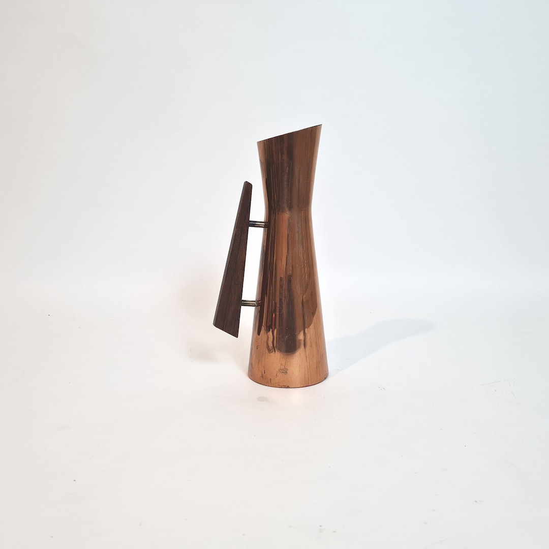 Vintage Mid Century Modern Copper Jug With Wooden Handle 60s - Etsy