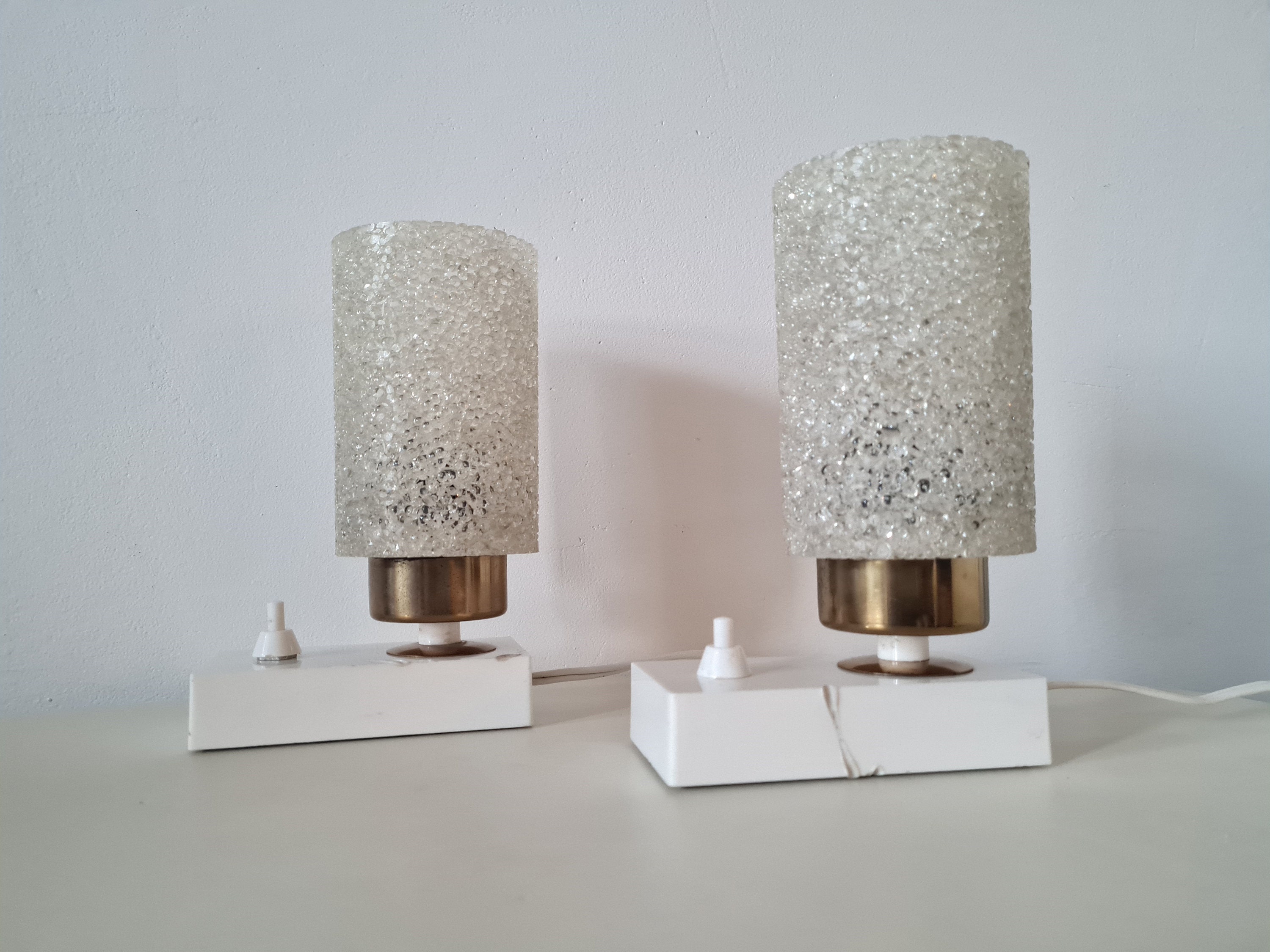 Vintage Mid Century Modern Pair Table Lamps With Brass and Perspex ...