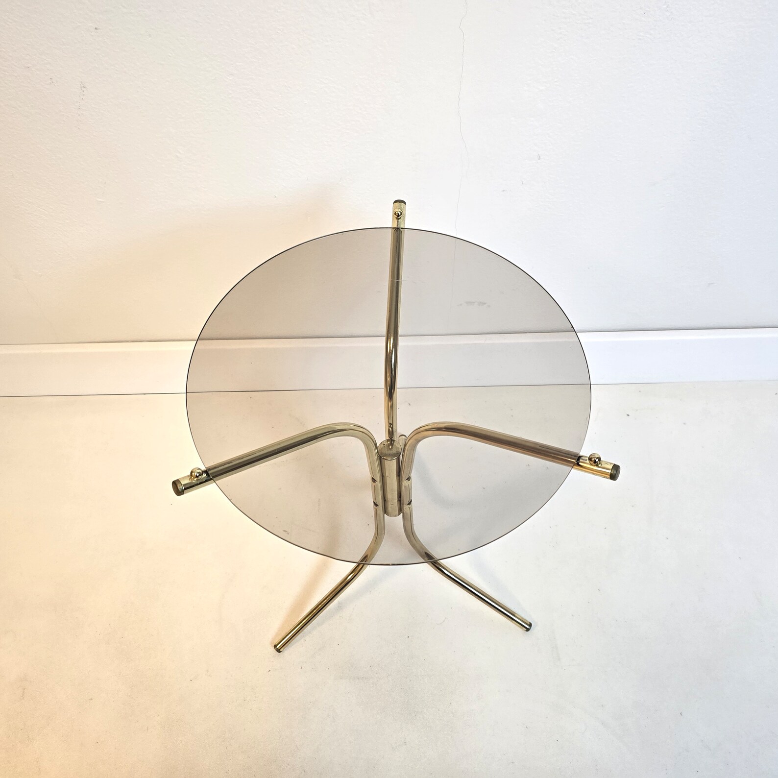 Vintage Mid Century Modern Small Table With Smoked Glass - Etsy