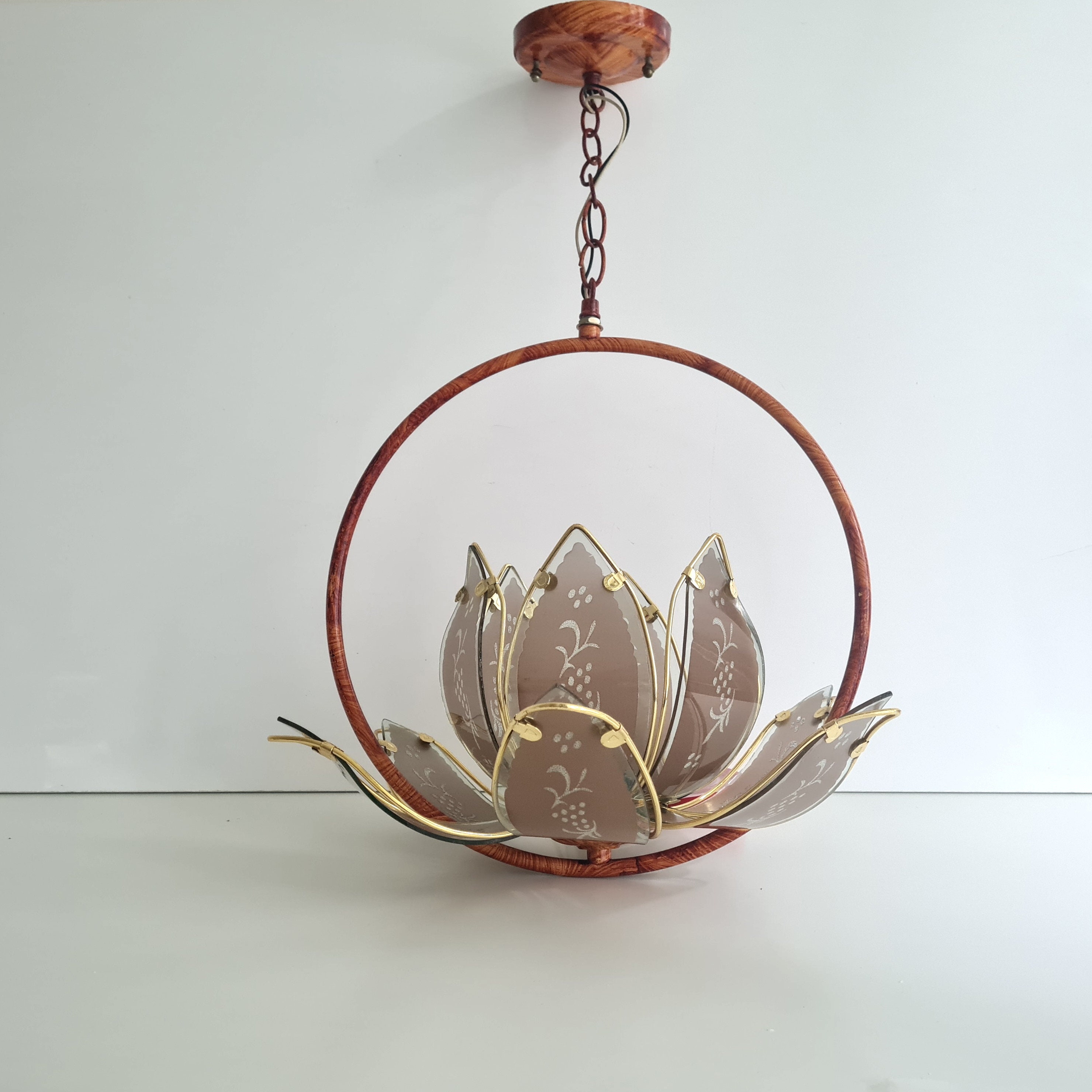 Vintage Hollywood Regency Wall Glass Floral Lamp Anthony California ...