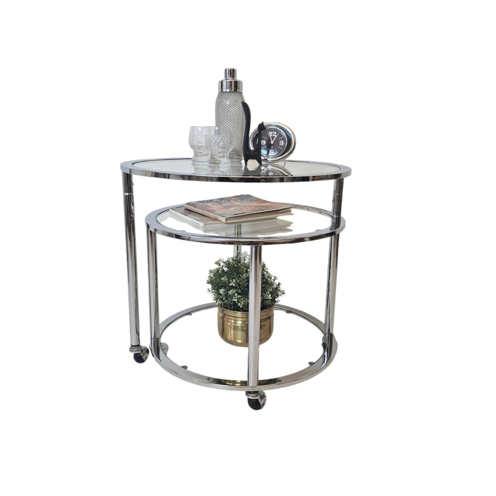 Vintage Mid Century Modern Chrome and Glass Transformer Coffee Table ...