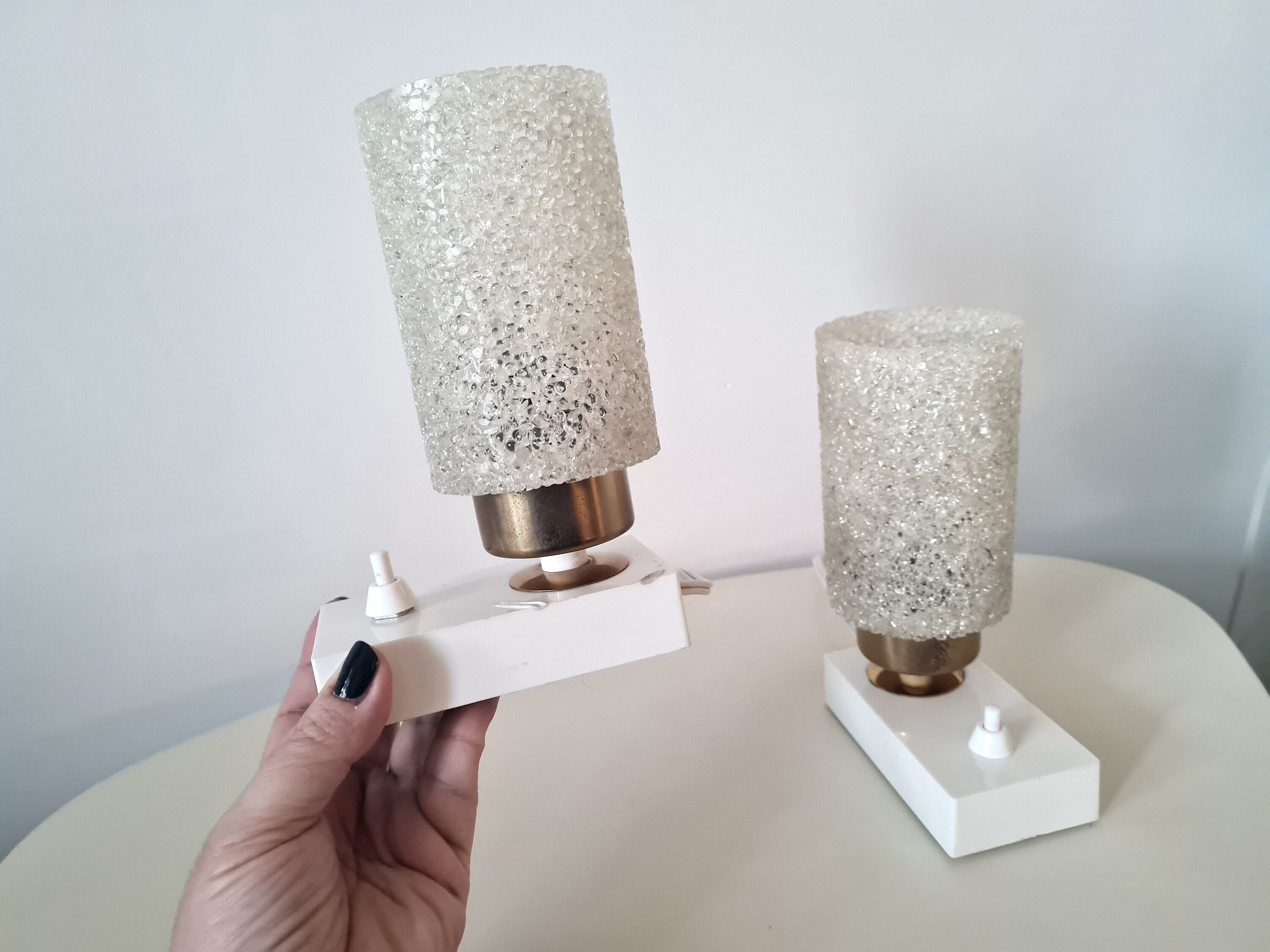 Vintage Mid Century Modern Pair Table Lamps With Brass and Perspex ...