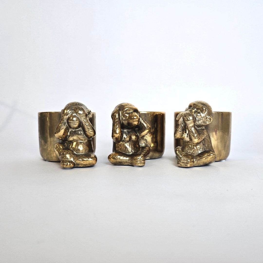 Vintage Ceramic Monkey Pots: Hear, See, Speak No Evil - Set of 3 - Etsy